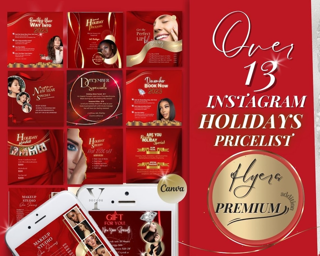 Christmas Price List Template Flyer Holiday Instagram New Year PMU ...