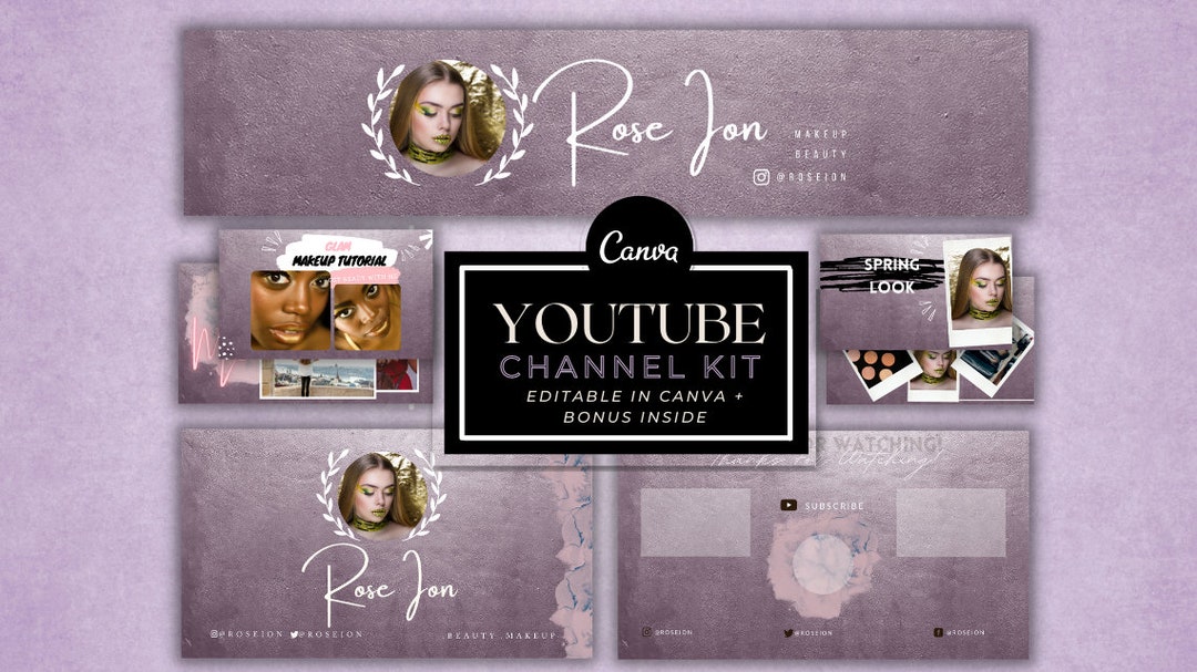 Youtube Channel Kit, Youtube Branding Kit, Youtube Banner, Canva ...
