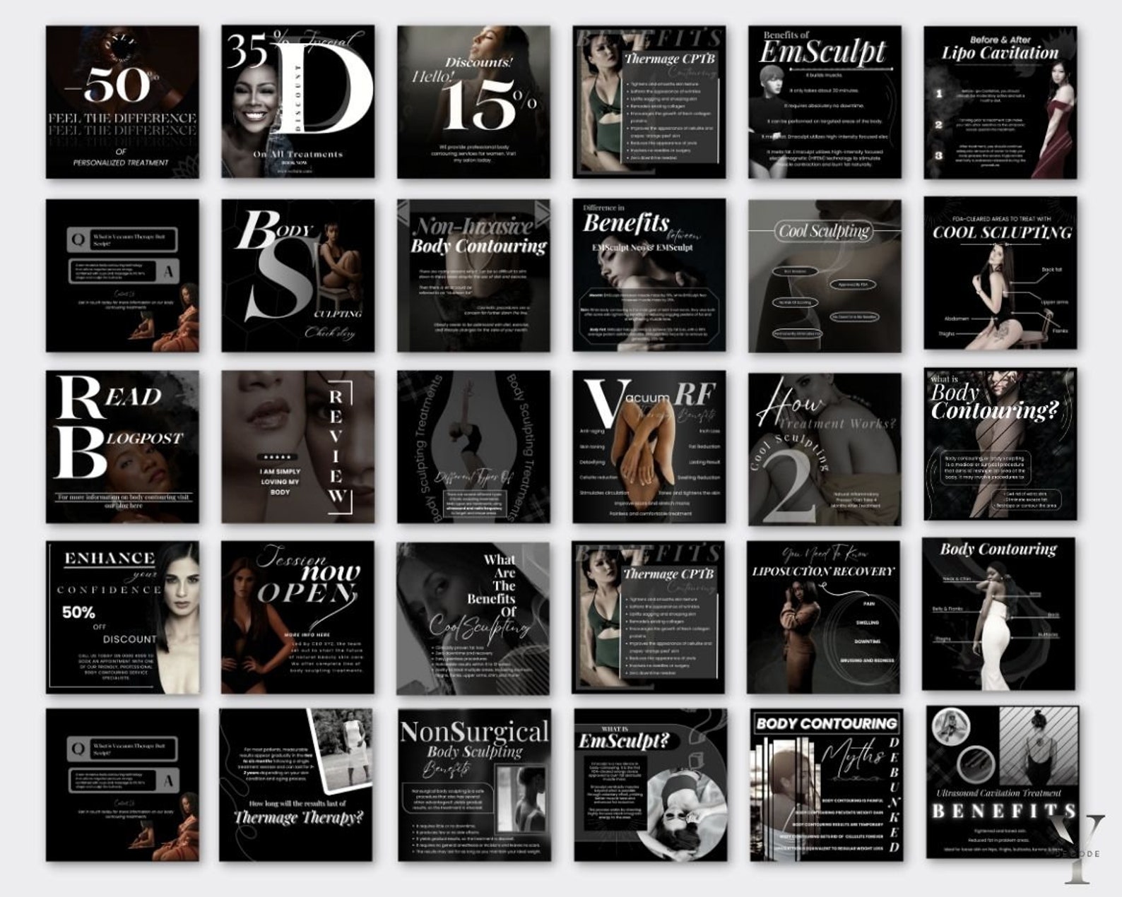 Body Sculpting Instagram Post Templates Body Contouring Flyer Medspa ...