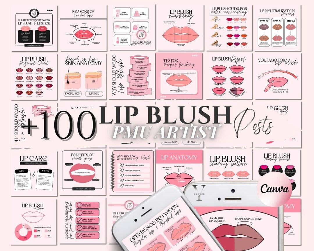 PMU Lip Blush Instagram Template IG Semi Permanent Makeup PMU ...