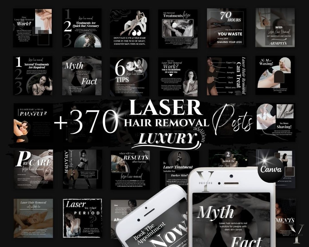 Laser Hair Removal Posts Canva Templates Esthetician Skincare Instagram ...