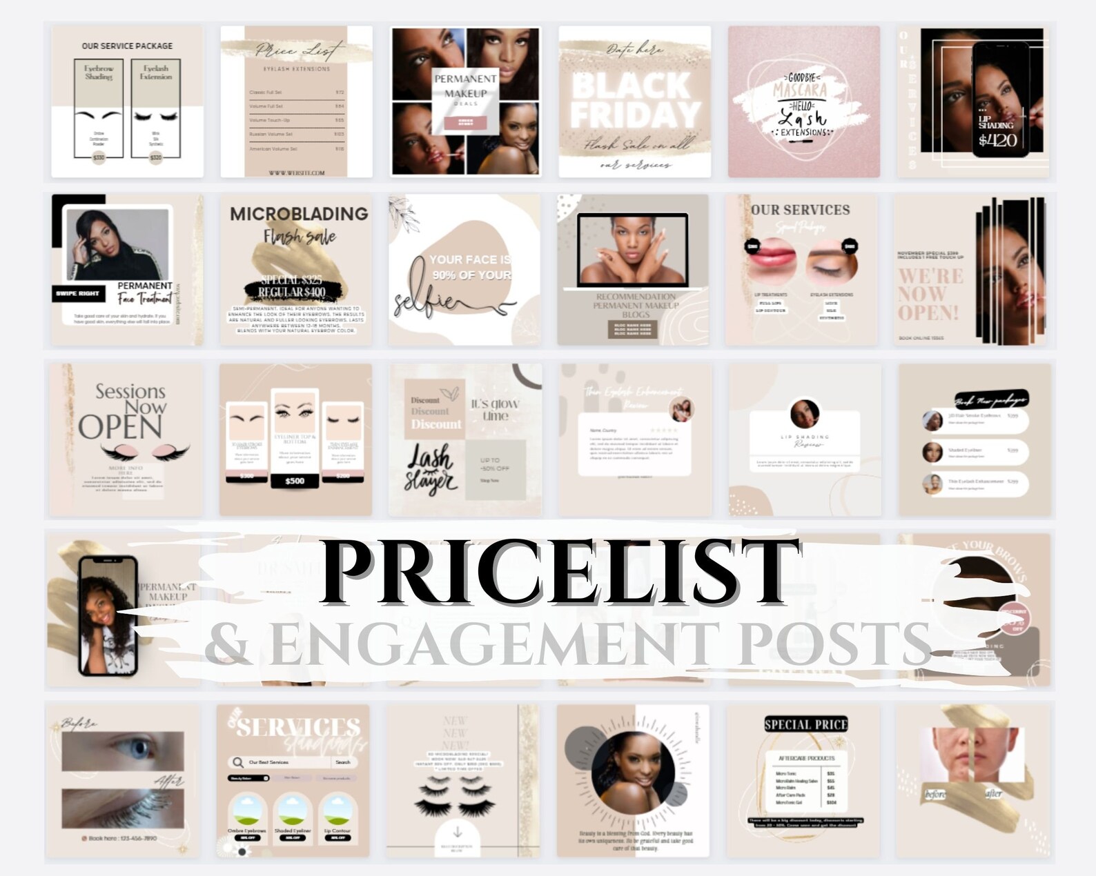 Permanent Makeup Instagram Post Pmu Instagram Template Lash - Etsy