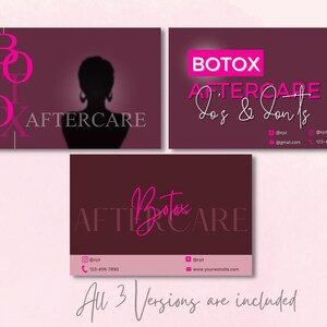 3 Botox Aftercare Card Template Beauty Business Card, Botox Instruction ...