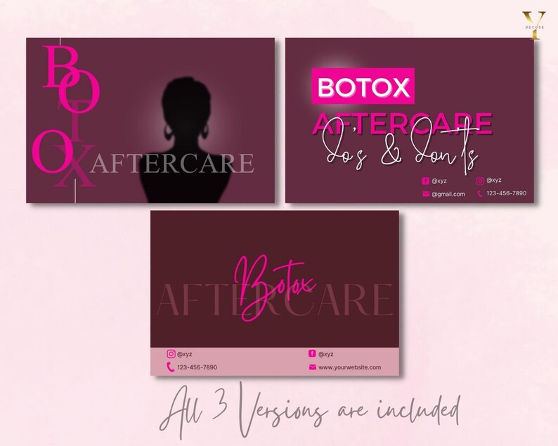 3 Botox Aftercare Card Template Beauty Business Card Botox - Etsy