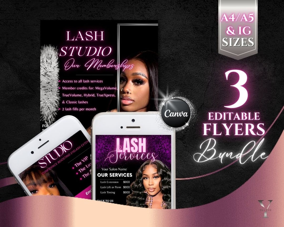 3 Lash Tech Flyers, Lash Extension Services Lash Tech Template Makeup ...