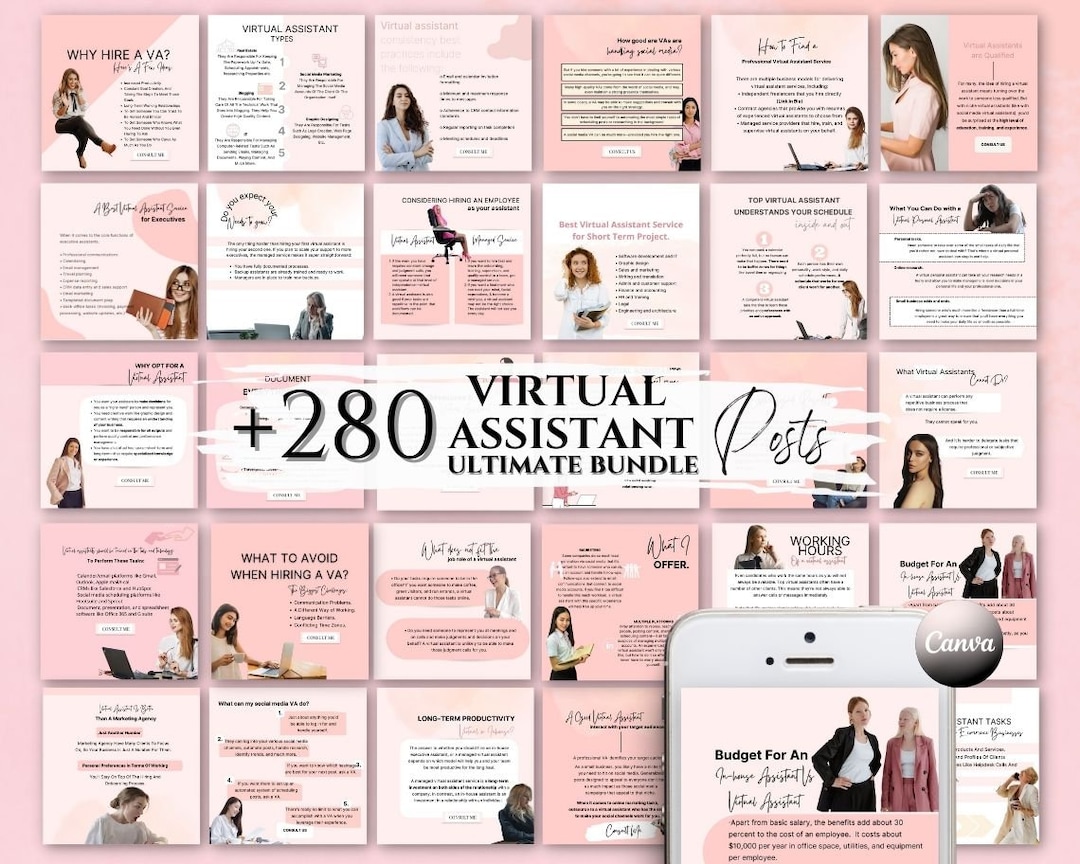 Virtual Assistant Instagram Template Social Media Manager VA Post VA ...