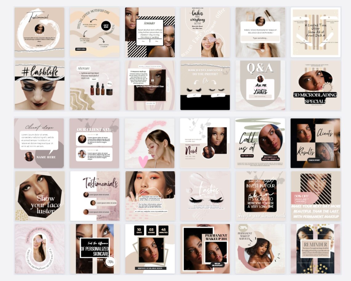 Permanent Makeup Instagram Post Pmu Instagram Template Lash - Etsy