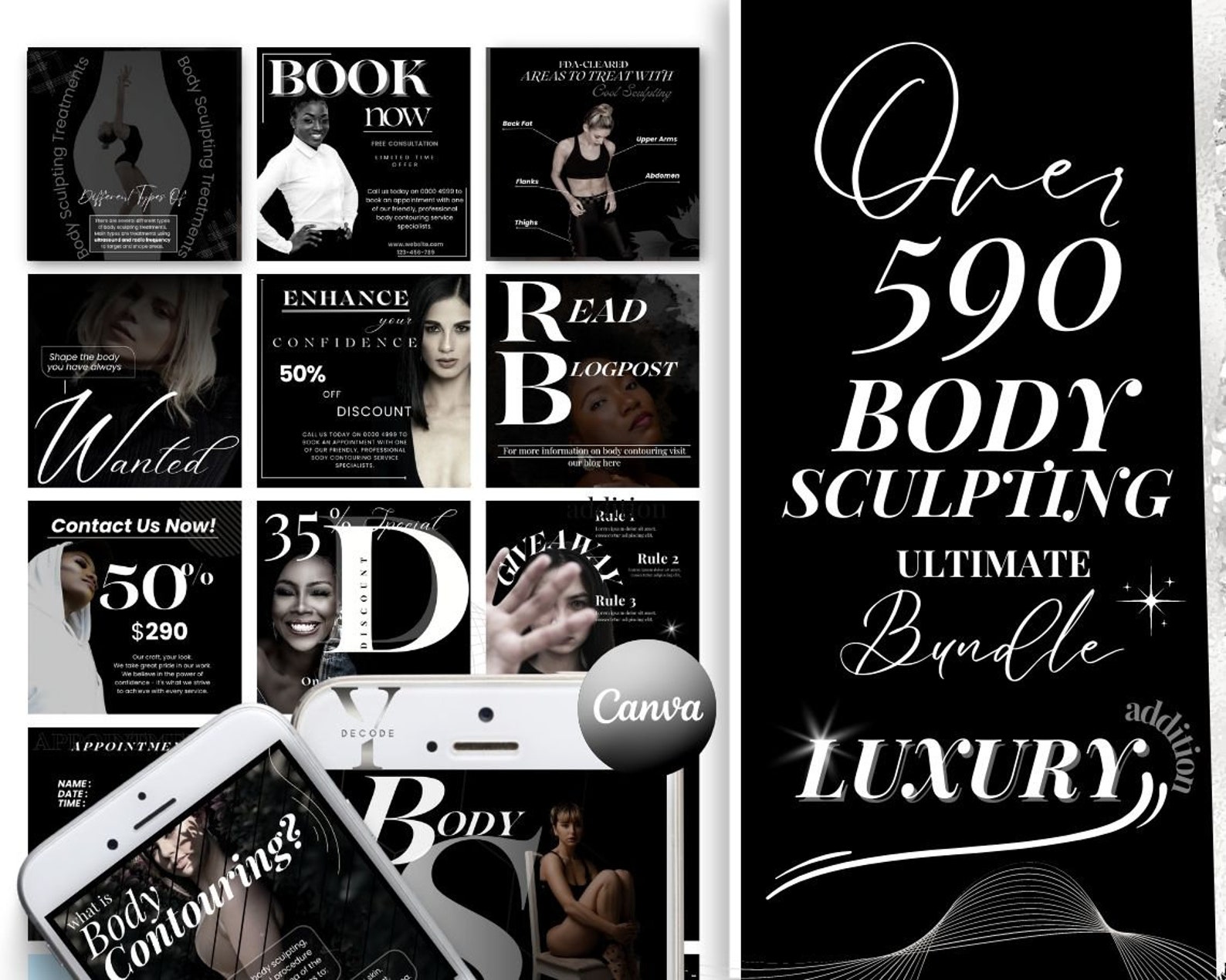 Body Sculpting Instagram Post Templates Body Contouring Flyer Medspa ...