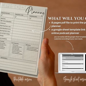Podcast Planner, Podcast Template, Printable Podcast Content Planner ...