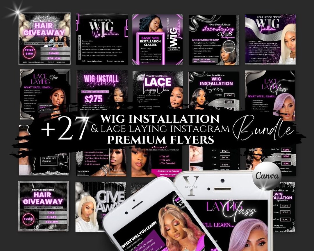 Wig Price List, Hair Flyer, Wig Install Template Salon Price List Braid ...