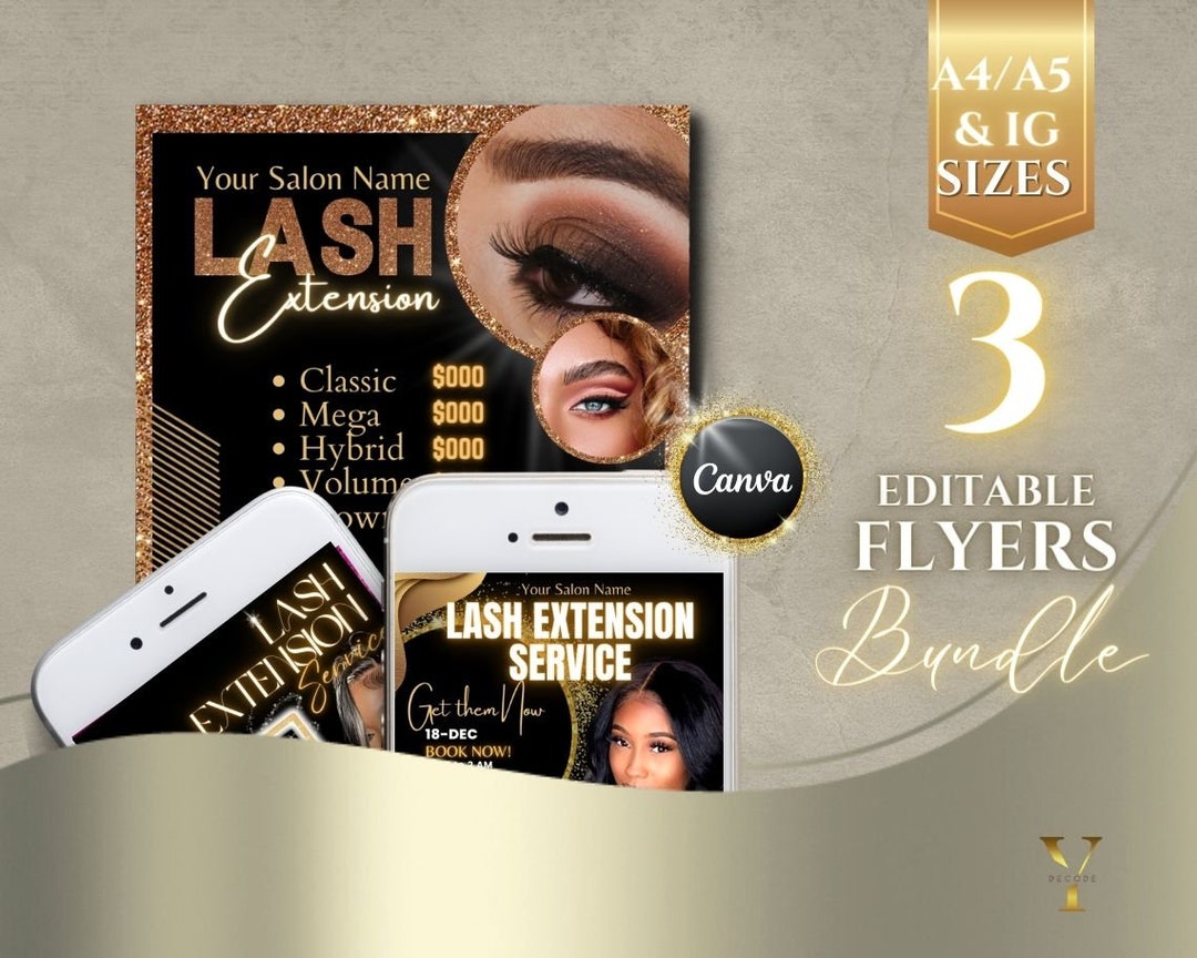3 Lash Extension Sale Flyer Lash Tech Flyer Lashes Price List Flyer ...