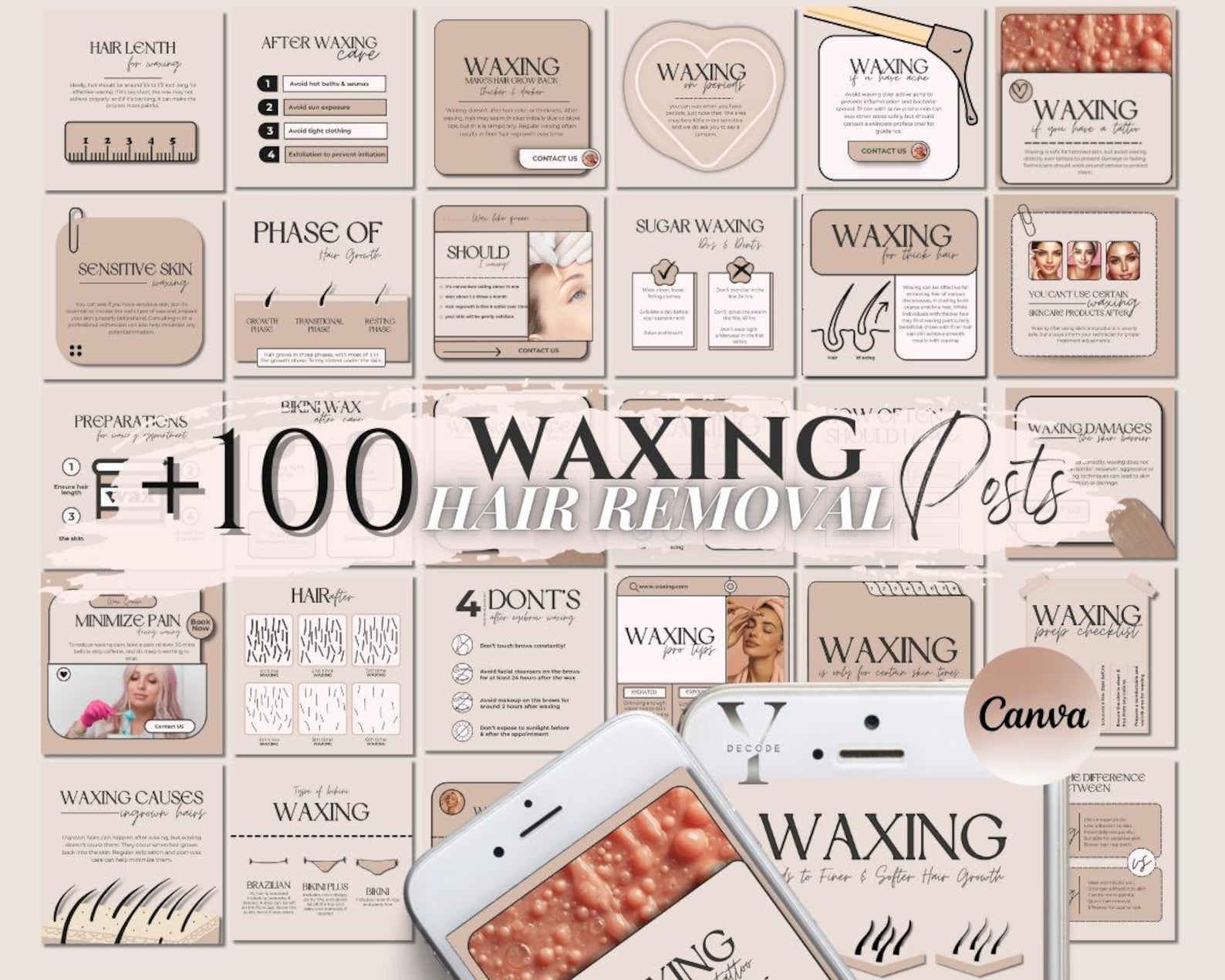 Waxing Instagram Template Waxing Post Waxing Flyer Hair Removal Social ...