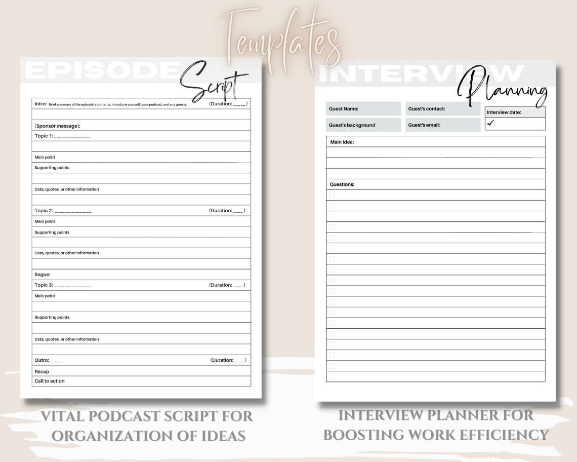 Podcast Planner, Podcast Template, Printable Podcast Content Planner ...