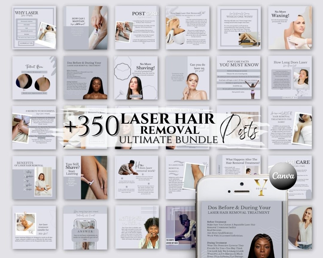 Laser Hair Removal Instagram Post Templates Esthetician Skincare ...