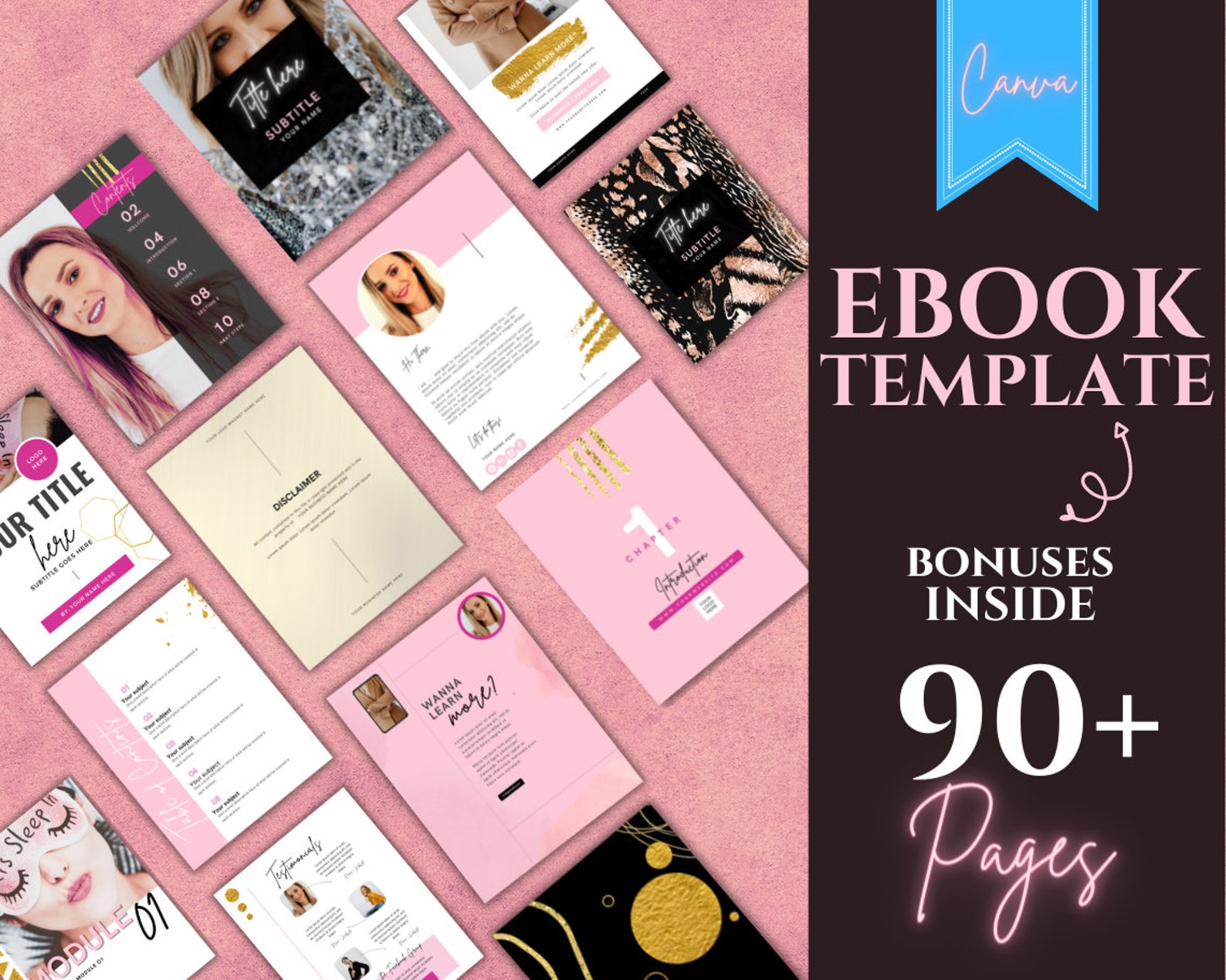 Ebook Template Canva Workbook Template Pink Ebook Canva Freebie Lead ...