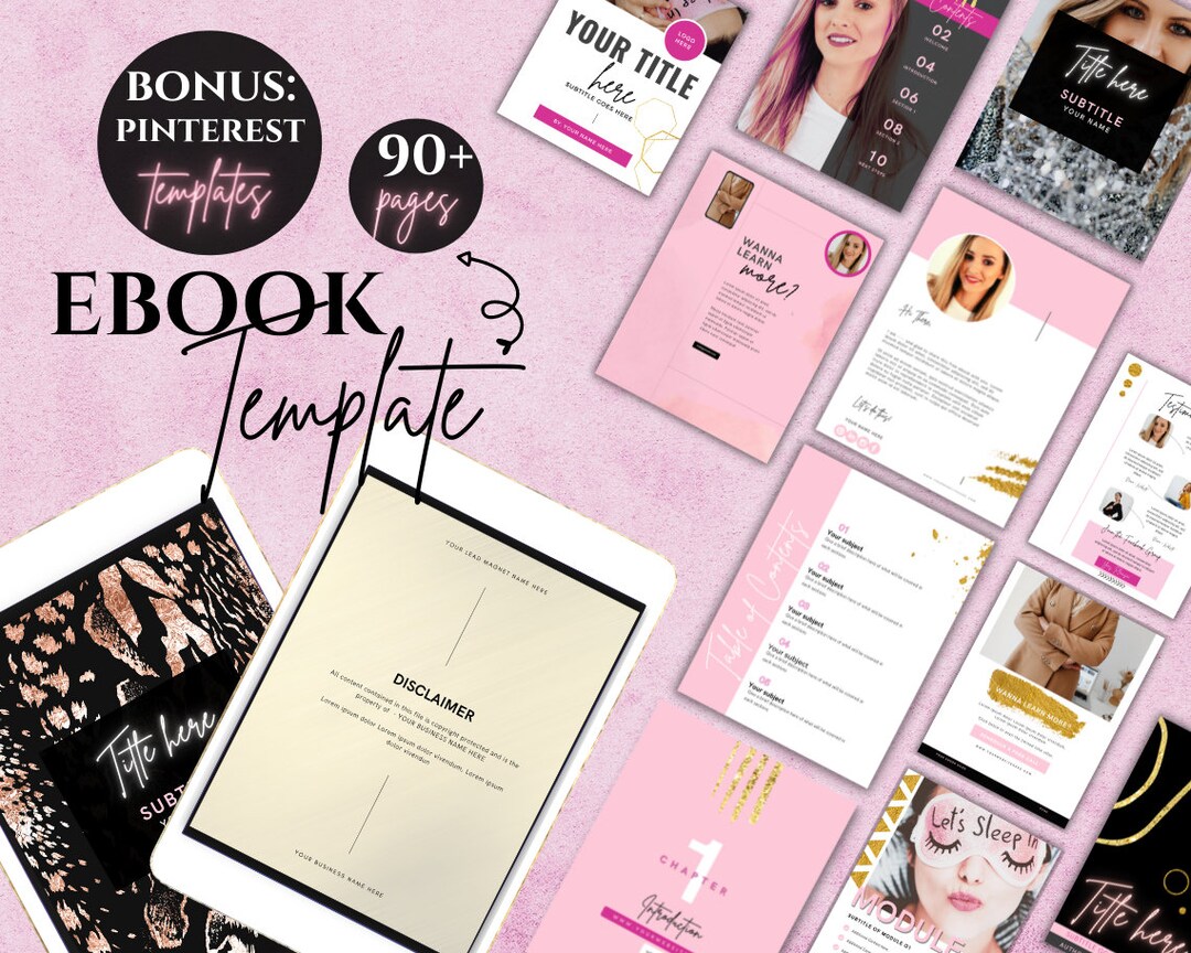 Ebook Template Canva Ebook Cover Pink Ebook Template Business Ebook ...