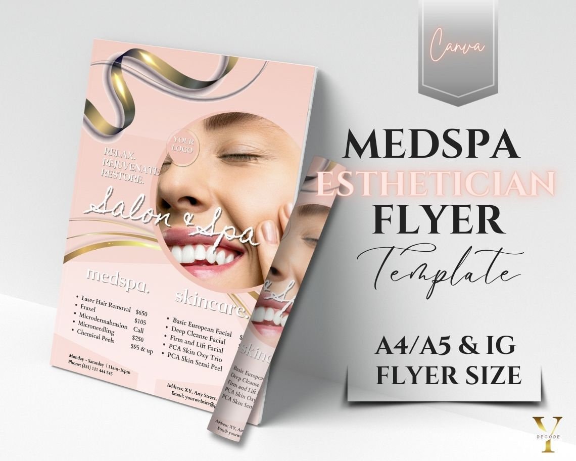 Pricelist Template Beauty Flyer Medspa Esthetician Editable - Etsy