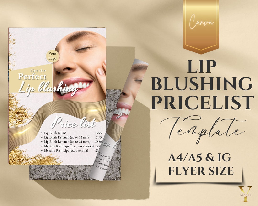 PMU Lip Blush Flyer Price List Template Medspa Beauty Esthetician Flyer ...