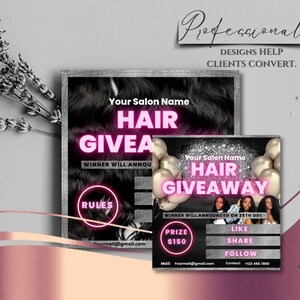 Giveaway Hair Flyer Raffle Giveaway Hairstylist Template Beauty Flyer ...