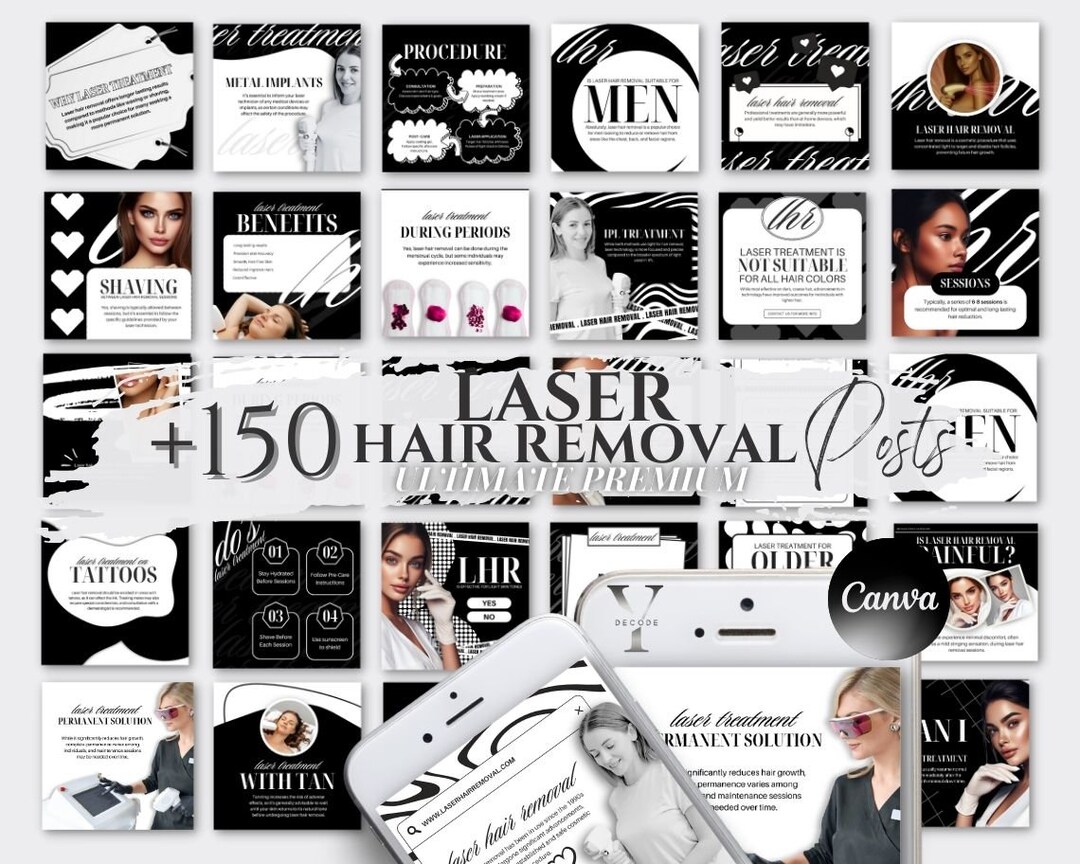Laser Hair Removal Posts Canva Templates Esthetician Skincare Instagram ...