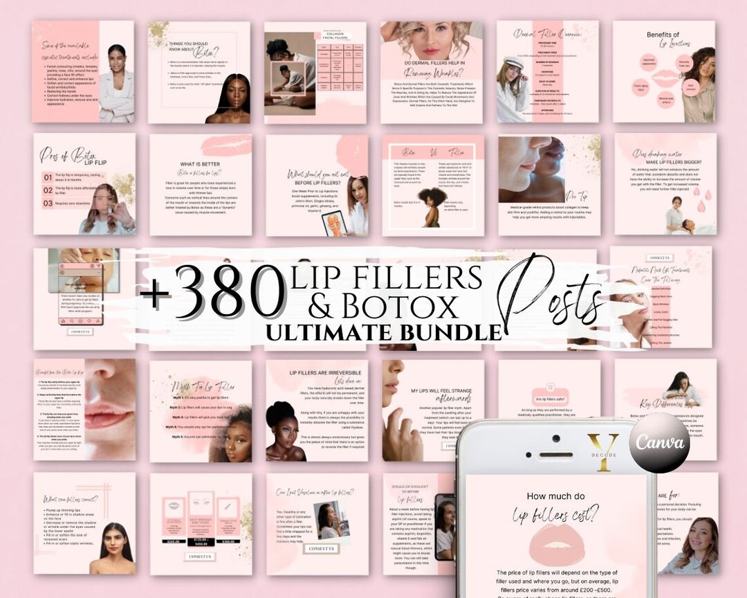 Botox and Filler Instagram Posts Social Media Bundle, Lip Filler Botox ...
