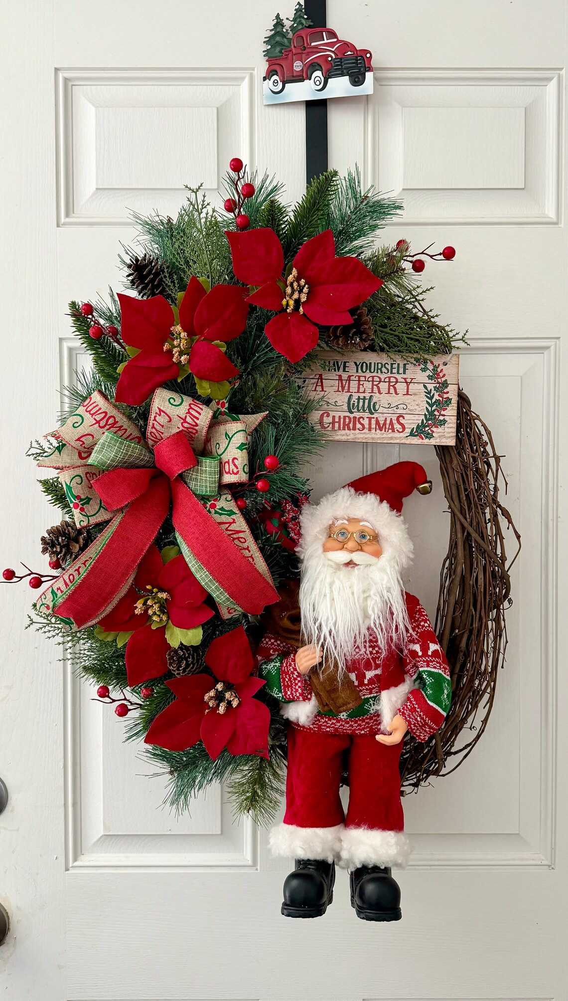 St.nick Santa Clause Traditional Style Grapevine Christmas Wreath ...
