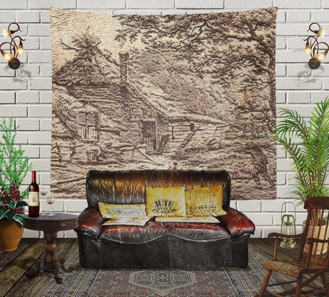 Farmhouse Tapestry Antique Nature Wall Hanging Rustic Modern - Etsy