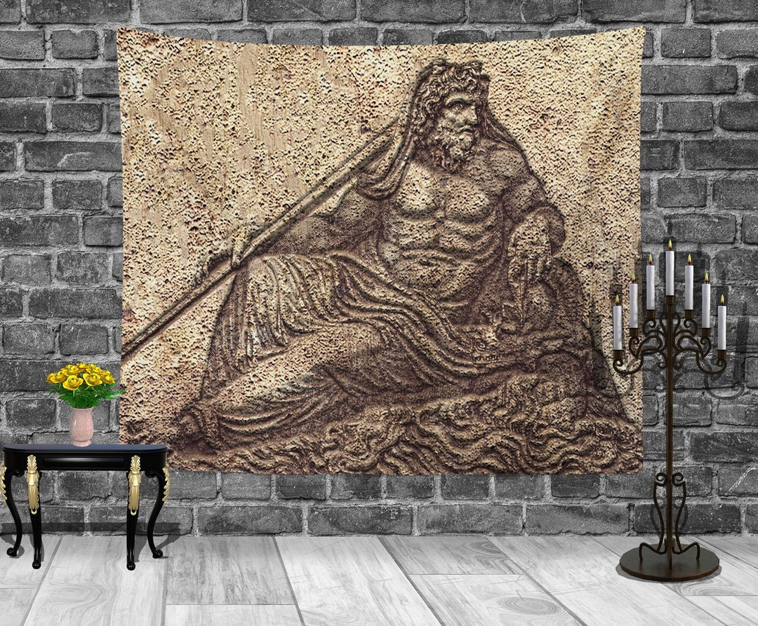 Poseidon Tapestry, Greek God Tapestry, Antique Tapestry Wall Hanging ...