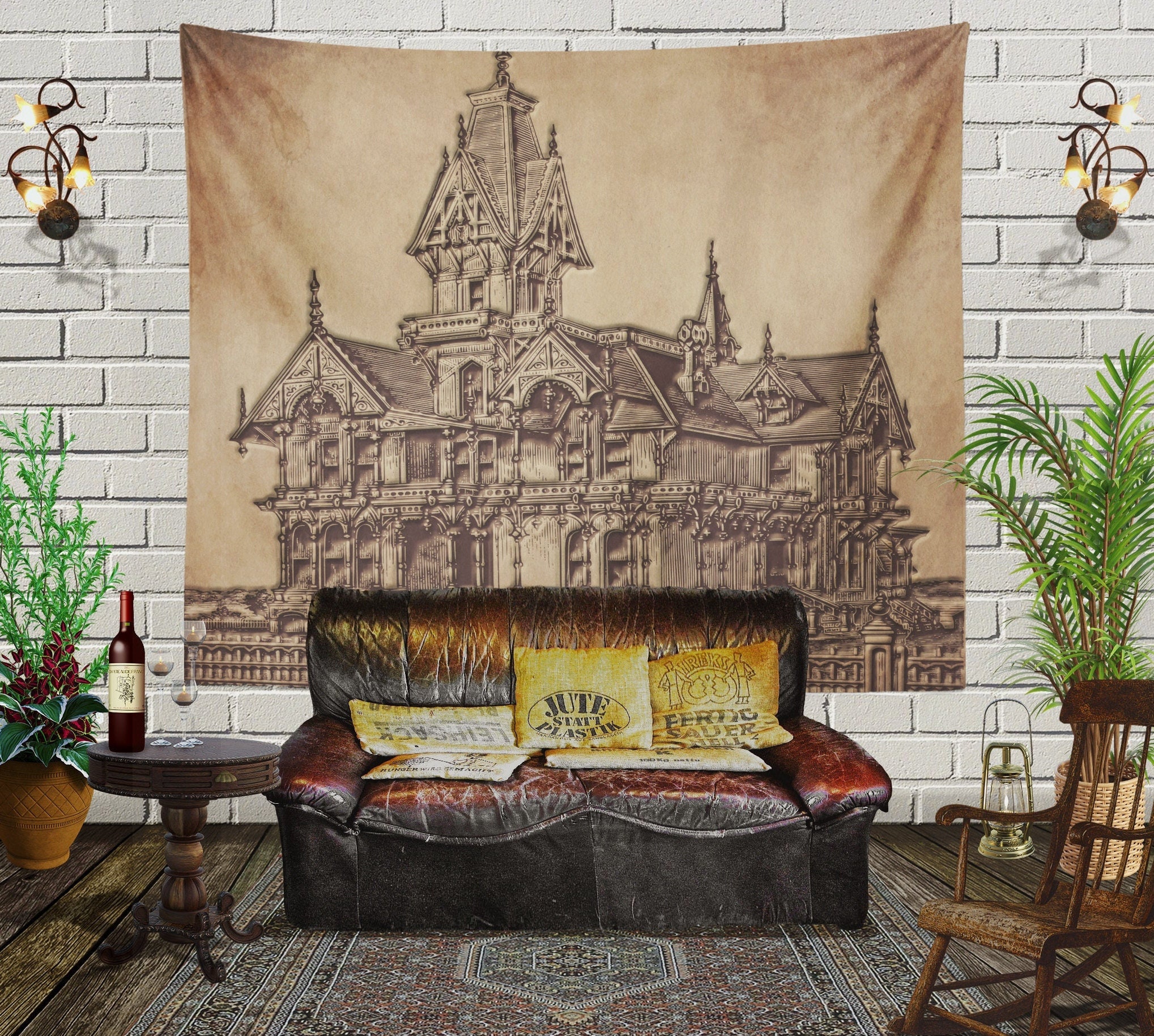 Medieval Mansion Tapestry, Cottagecore Tapestry, Old House Tapestry ...