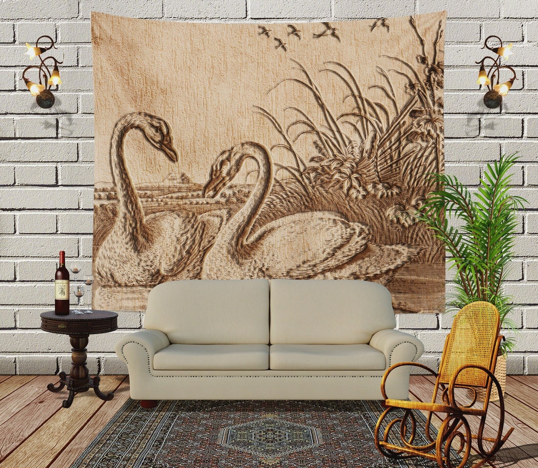 Swans Tapestry, Cottagecore Lover Tapestry, Lake House Wall Art ...