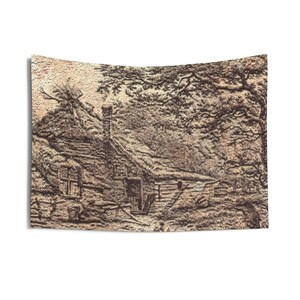 Farmhouse Tapestry, Antique Nature Wall Hanging, Rustic Modern Tapestry ...