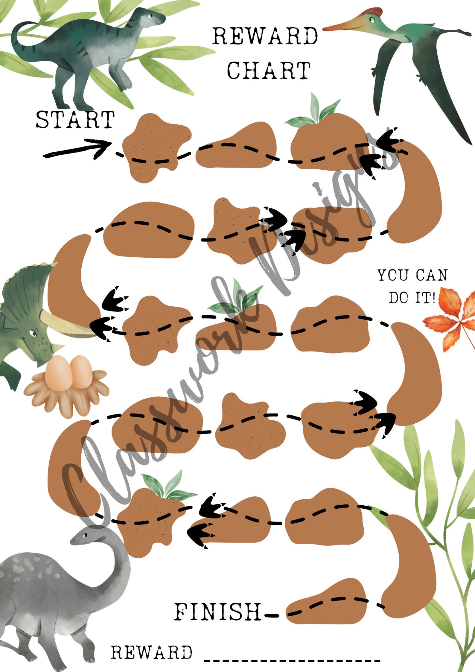 Printable Dinosaur Reward Chart Downloadable Chart Toddler Chart Chore ...