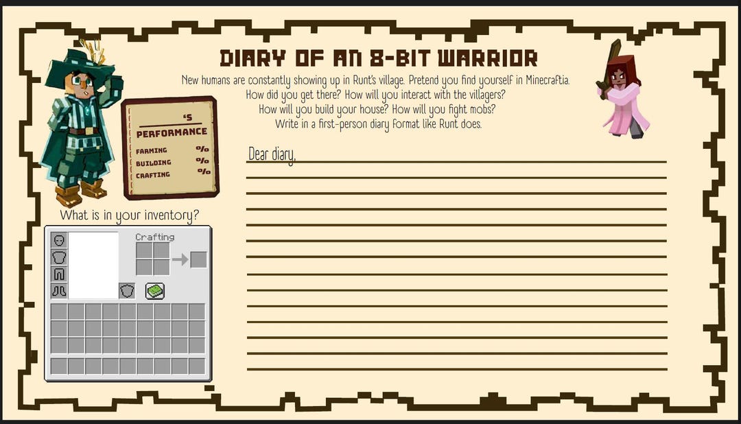 8 Bit Warrior Writing Prompt - Etsy