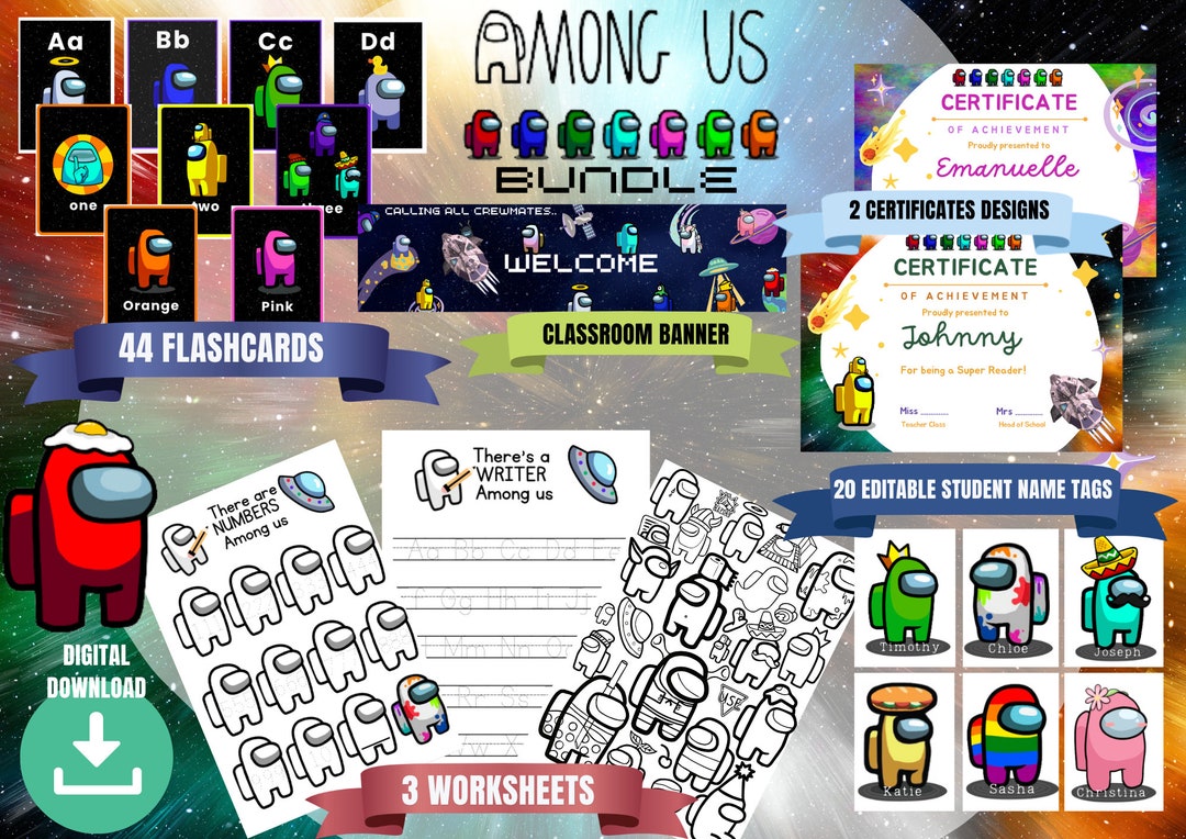 Among Us Worksheet Bundle | Classroom Display | Flashcards ...