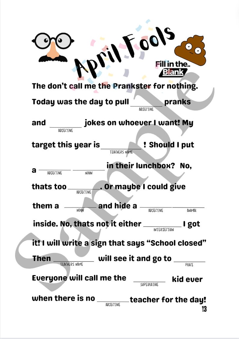 Fill in the BLANK Activity Book "mad Libs" Style - Etsy