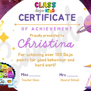 WHOLE Class Dojo Certificate - Etsy