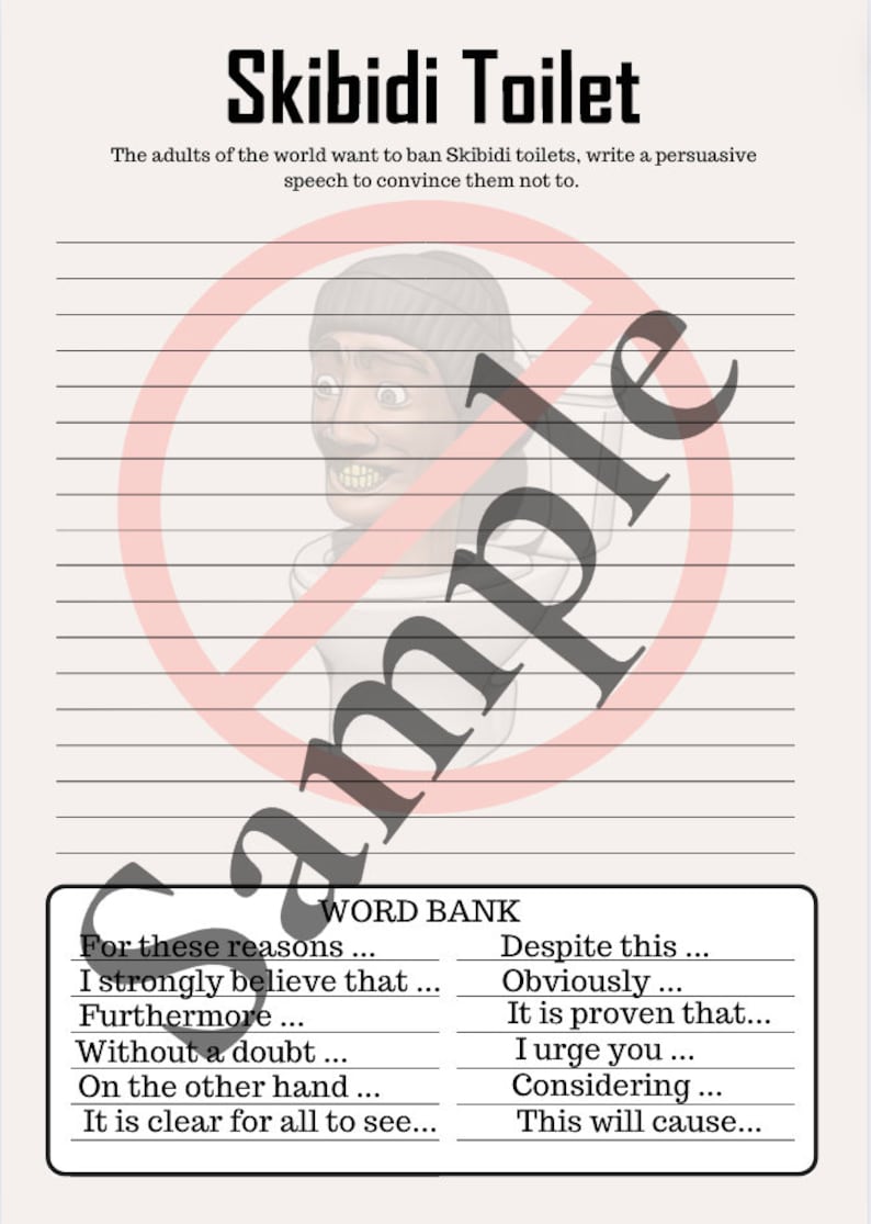 Skibidi Toilet Writing Bundle - Etsy