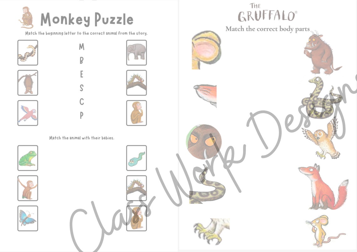 Julia Donaldson Activity Worksheet Bundle - Etsy