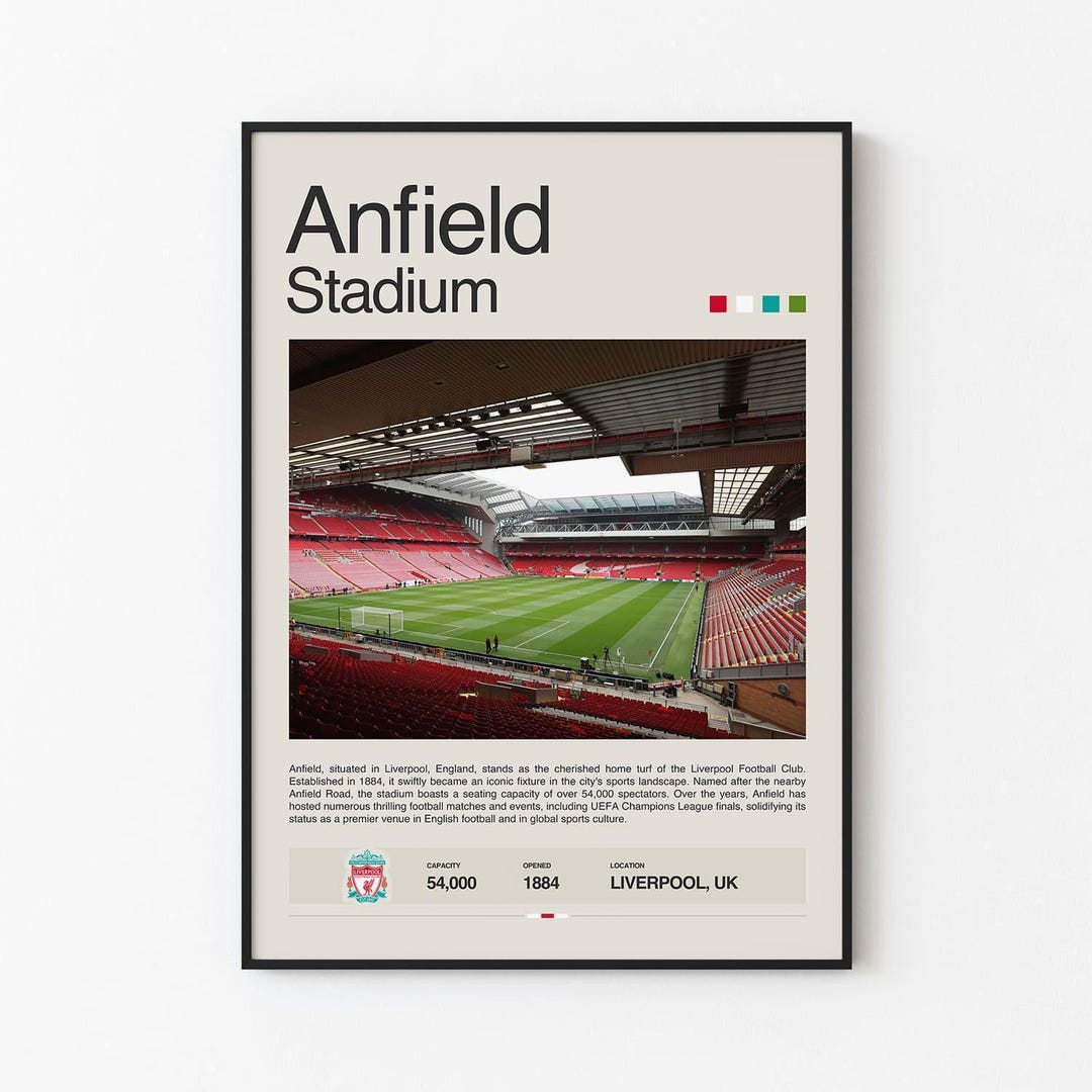 Anfield Poster ,stadium Poster, Mid Century Modern, Sports Posters ...