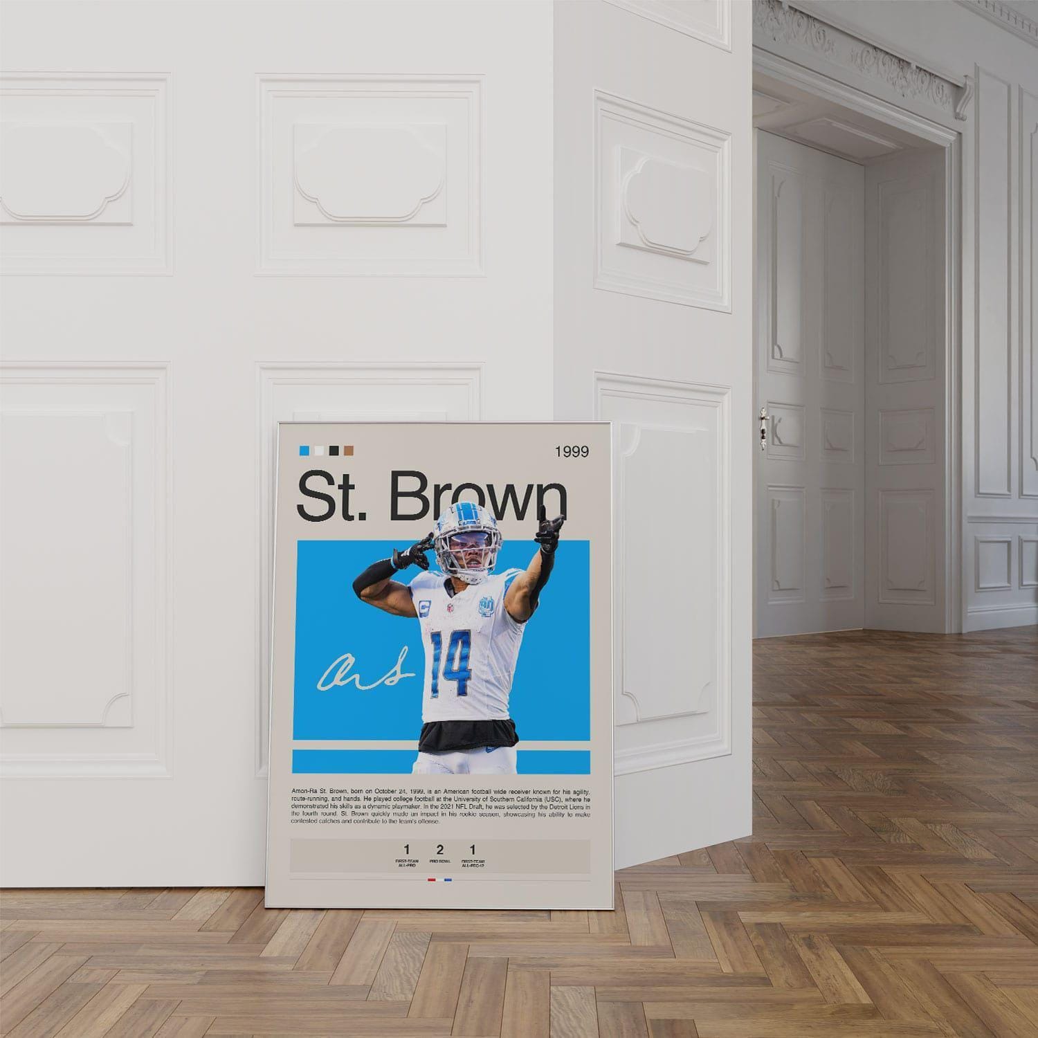 Amon Ra St. Brown Poster, Detroit Lions Print, NFL Poster, Sports ...