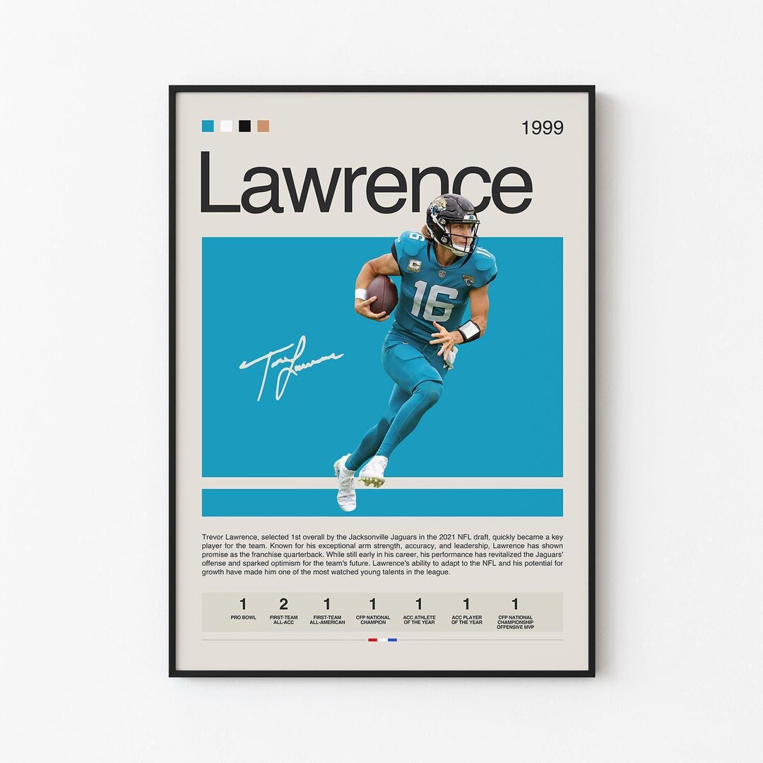 Trevor Lawrence Poster, Jacksonville Jaguars, NFL Poster, Sports Poster ...