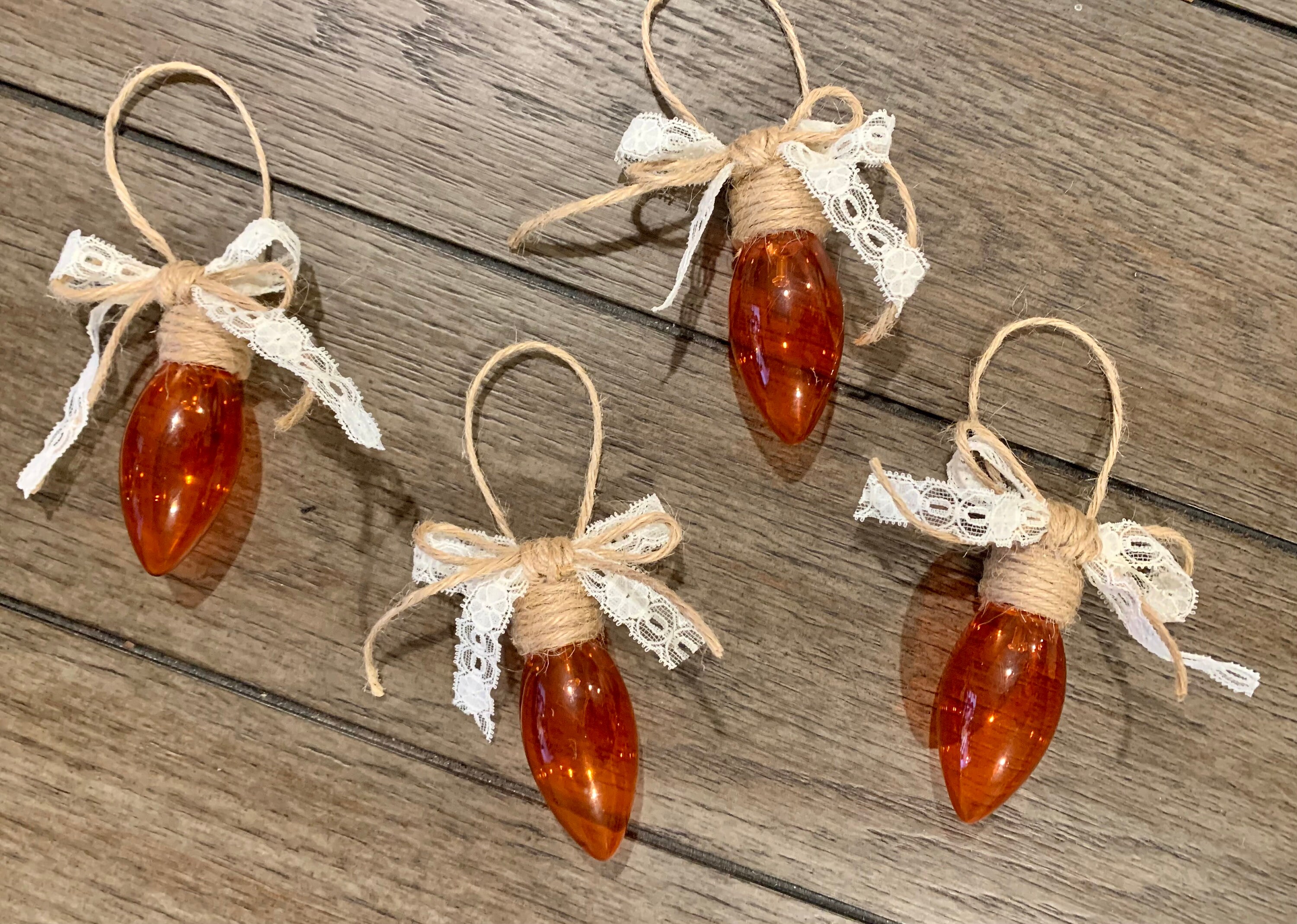 Orange Christmas Light Bulb Ornaments - Set of 4 - Etsy