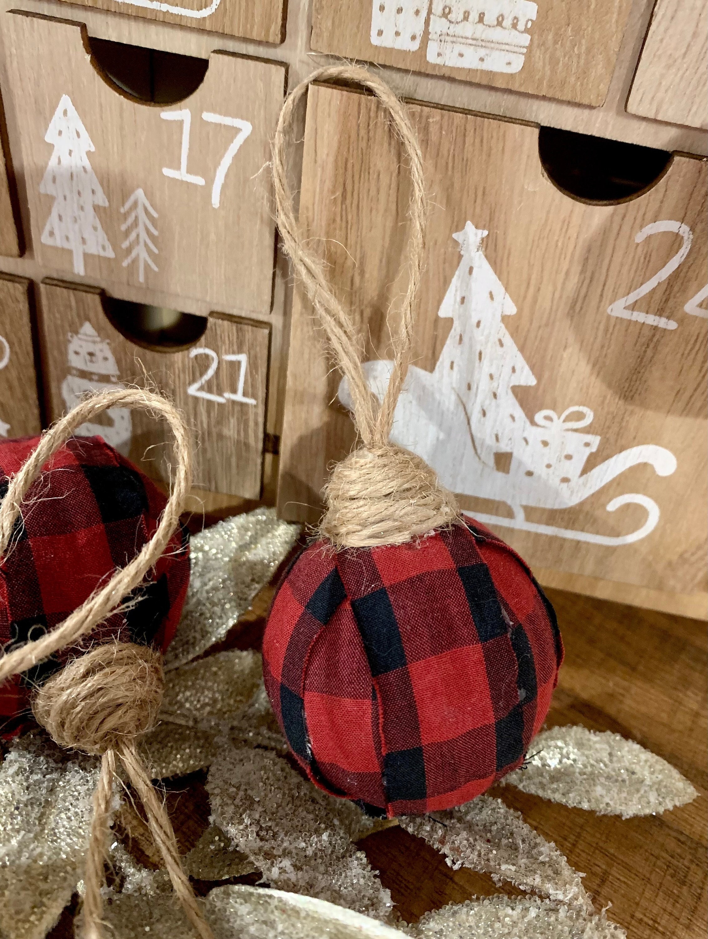 Red Buffalo Plaid Mini Christmas Ball Ornaments Set of 4 - Etsy