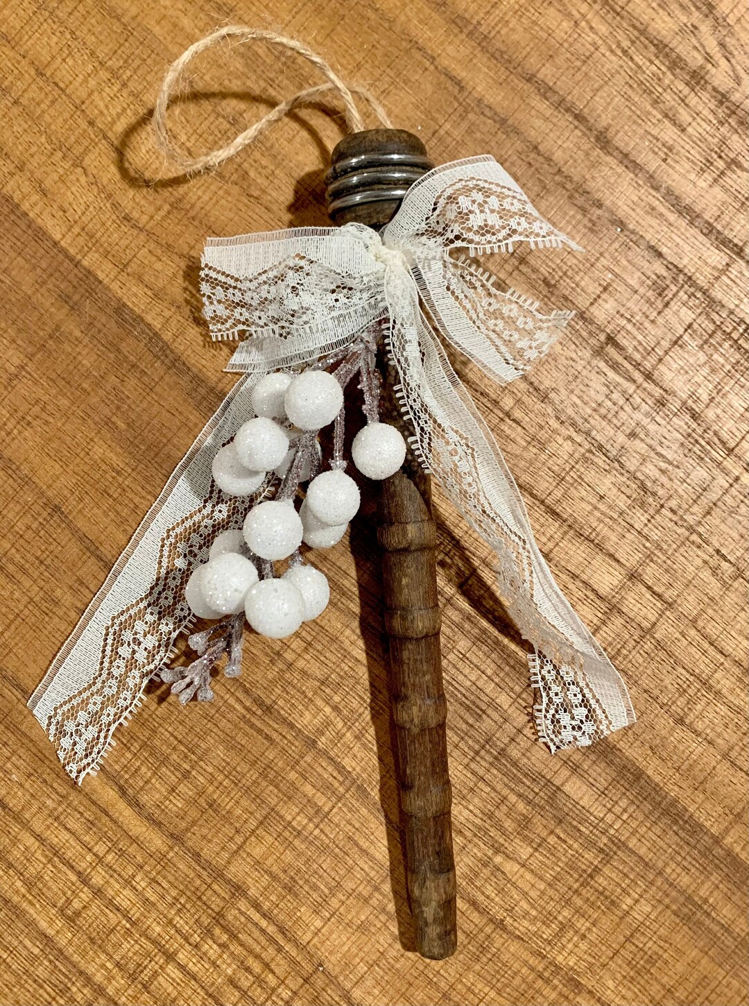 Rustic Elegant Wood Hanging Spool Christmas Ornament - Etsy