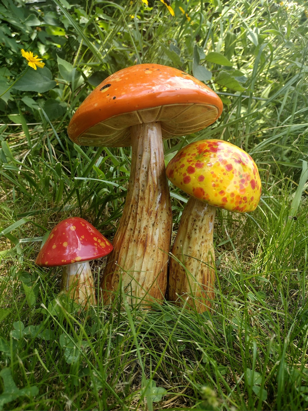 Mushroom Trio Handcrafted Ceramic Garden Decor - Etsy