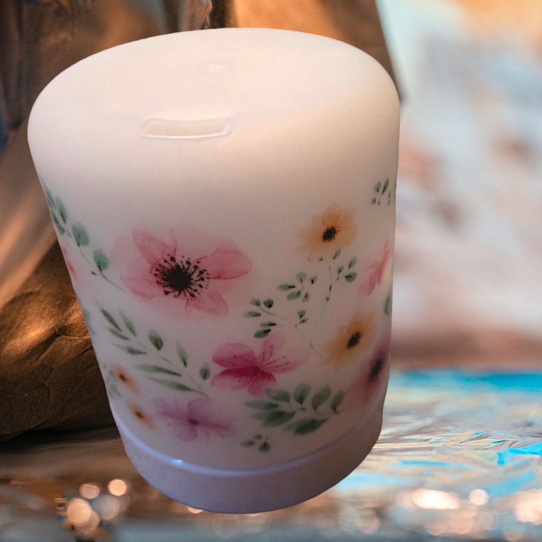 Trendy Pink Zebra Floral Print Mini Ultrasonic Aromatic Diffuser Comes ...