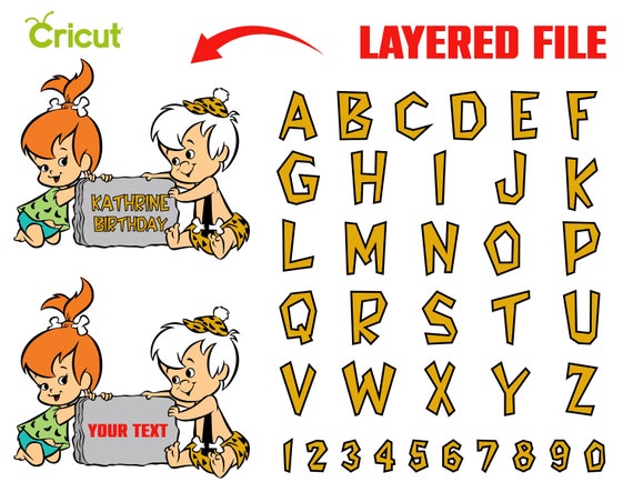 Flintstones Font OTF Flintstones Svg Letters Layered Cricut - Etsy Canada