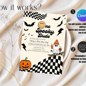 EDITABLE Spooky One Birthday Invitation Template, One Spooky Dude ...