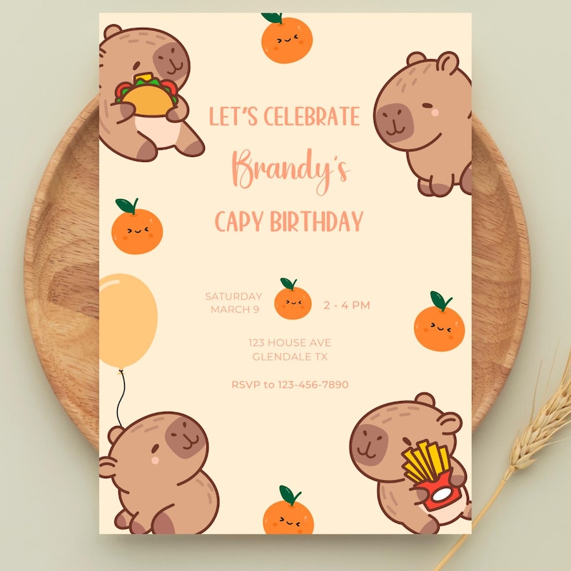 Capibara invitacion - Etsy México