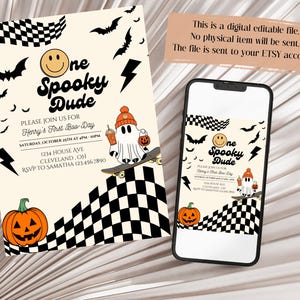 EDITABLE Spooky One Birthday Invitation Template, One Spooky Dude ...